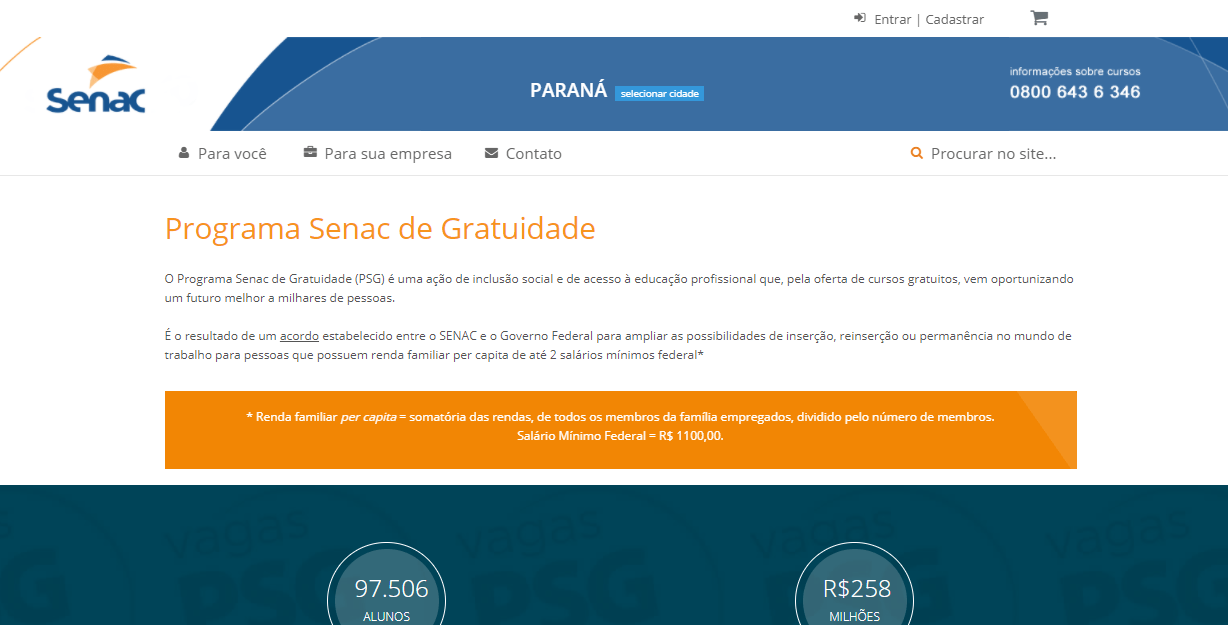 SENAC PSG 2022 → Inscrições e Vagas para Cursos Gratuitos
